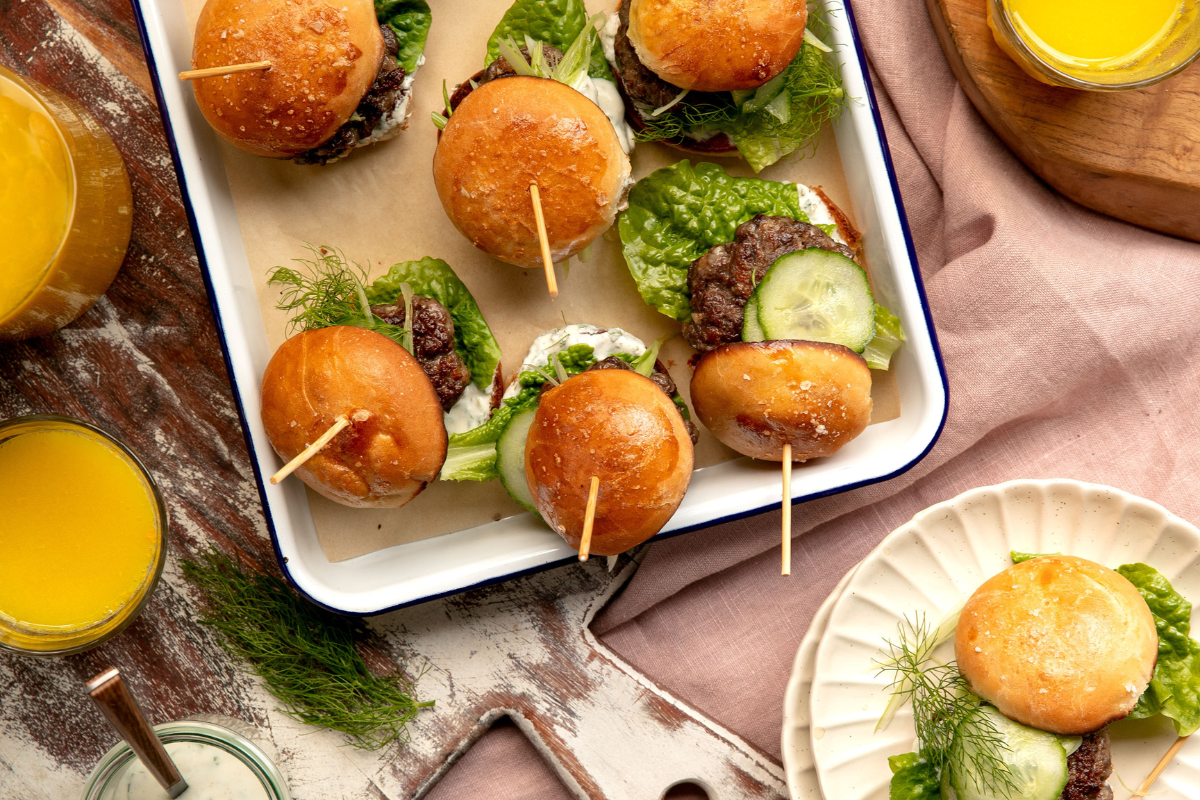 Mini Lamb Burgers with Fennel Tzatziki - Tots to Teens
