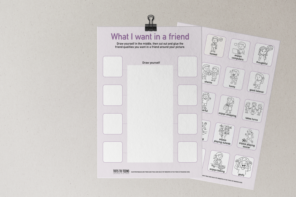 Friendship wishlist printable - Tots to Teens